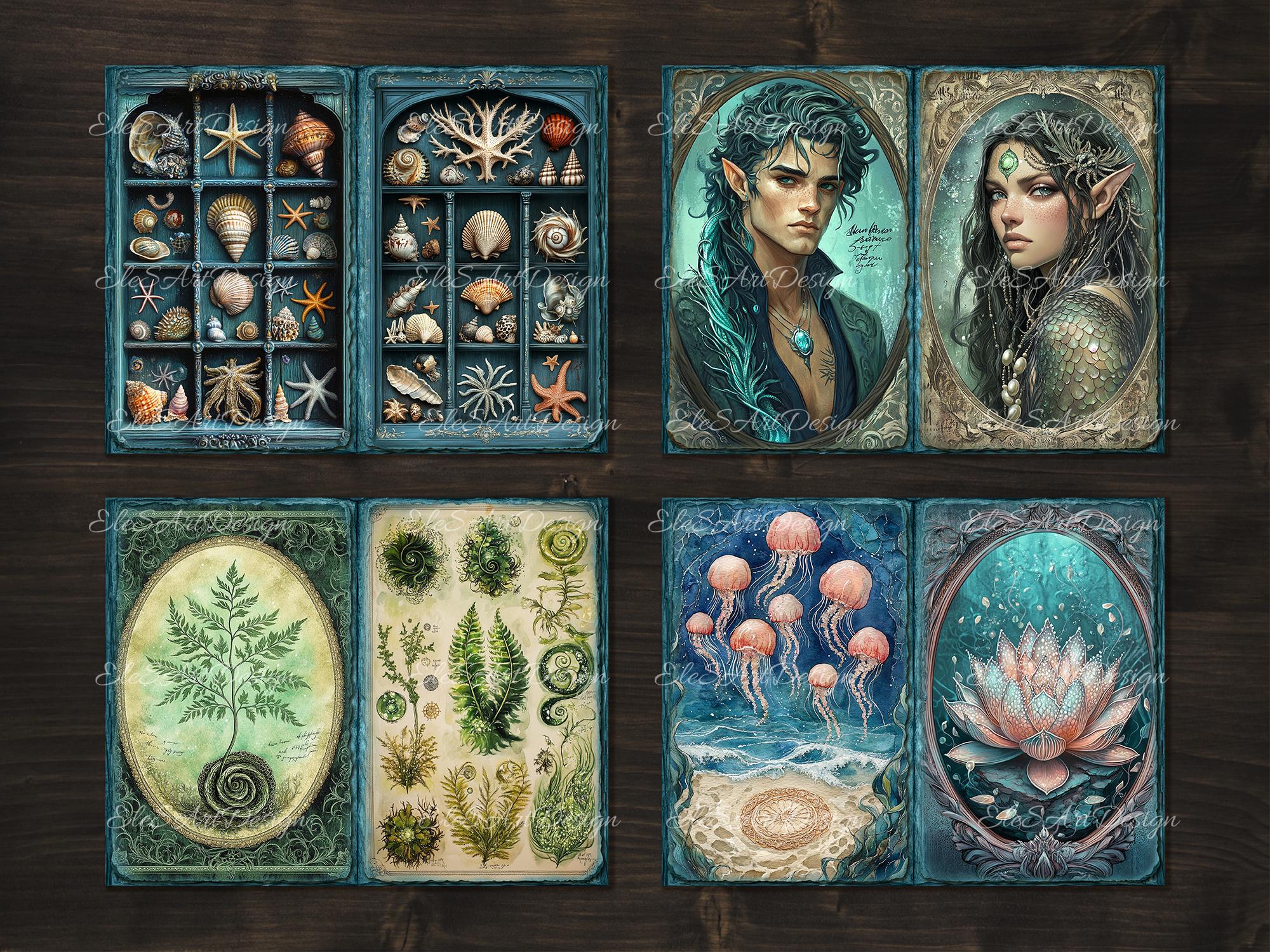 Ocean Elf. Elven Junk Journal. Underwater Fairy Fantasy Double Pages ...
