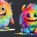Cute Rainbow Monster Watercolor Clipart PNG Bundle. Children Nursery ...