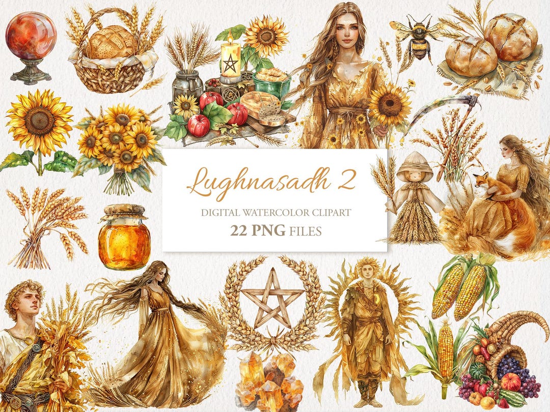 Lughnasadh Lammas Wicca Wiccan Celtic Neopagan Watercolor Clipart PNG ...