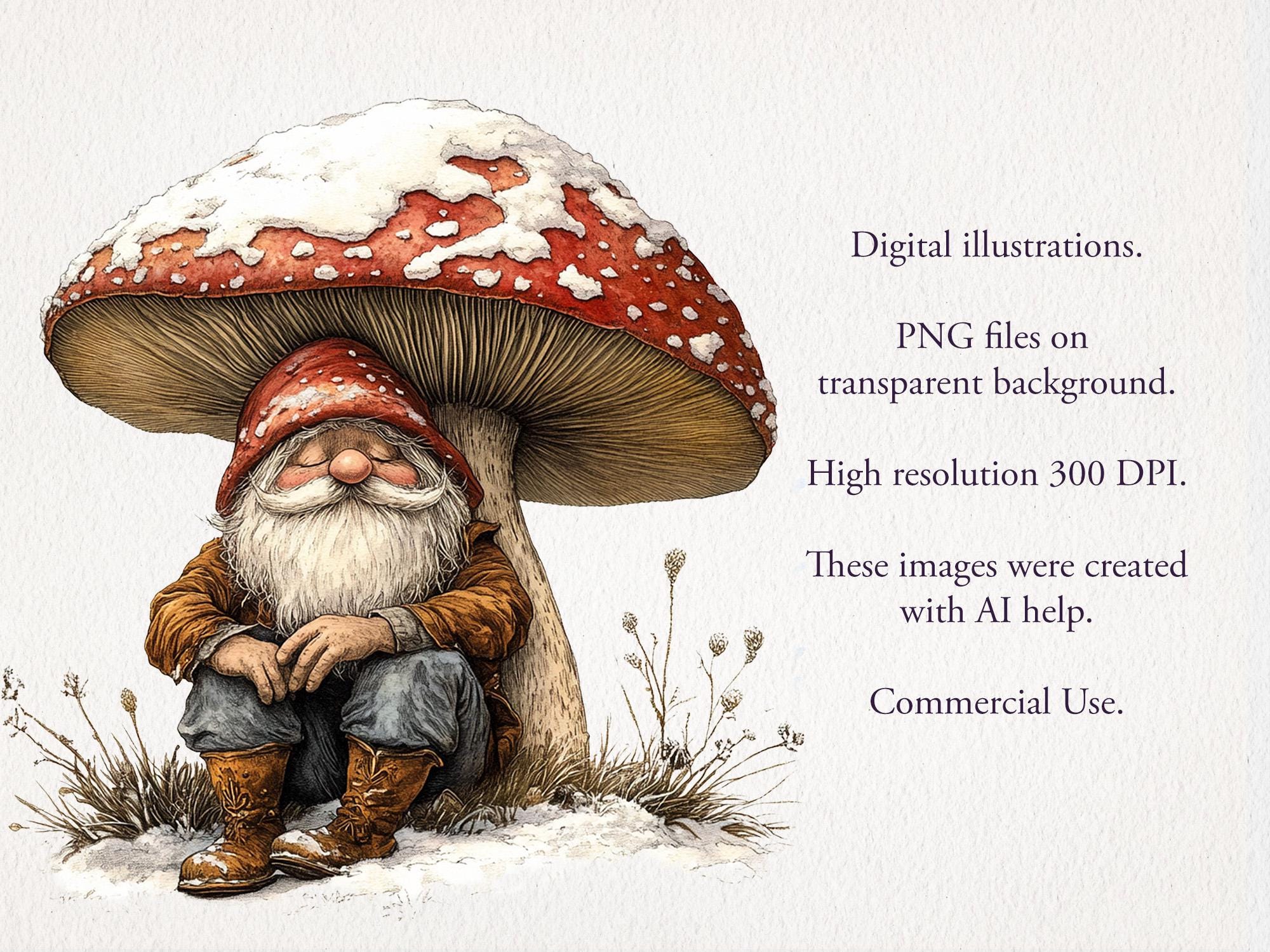 Yule Gnome Watercolor Clipart Bundle. Wicca Wiccan Magic Fantasy. AI ...