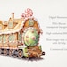 Gingerbread Train Polar Express Christmas Winter Watercolor Clipart PNG ...