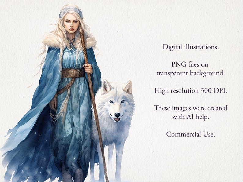 Northern Witch North Ice Witchcraft Watercolor Clipart PNG Bundle. AI ...