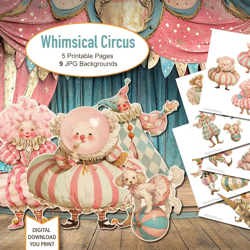 Circus Clown Paper Dolls - Etsy