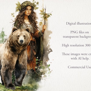 Earth Element Witch Witchcraft Watercolor Clipart PNG Bundle. AI ...