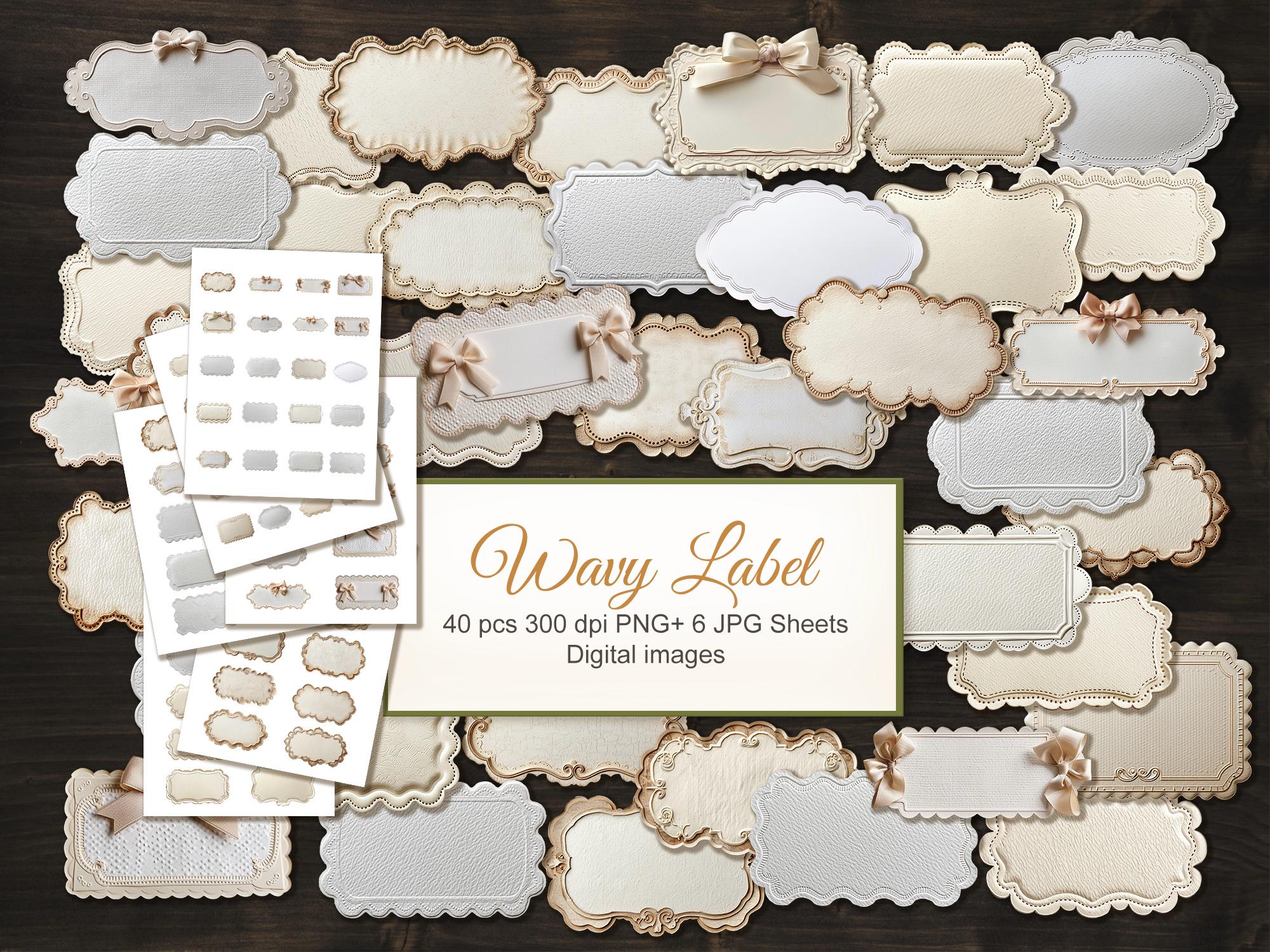 40 PNG Empty Wavy Labels Notes. Vintage Victorian Beige White Frames ...