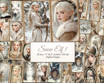 Winter Elf. Elven Junk Journal Double Pages. Magic Fantasy Enchanted ...