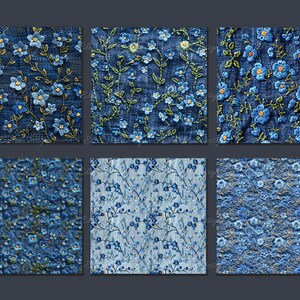 Forget Me Not Jeans Denim Floral Flowers Seamless Pattern Paper Pages ...