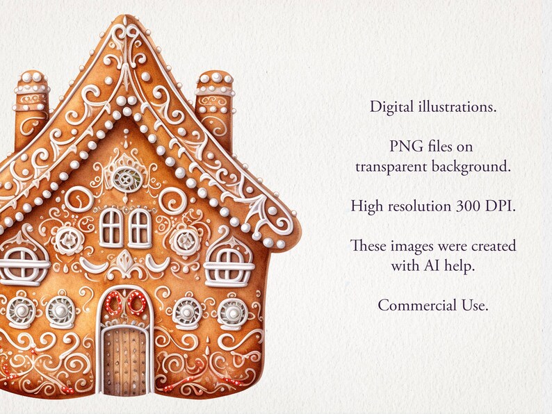 Gingerbread Christmas Cookies Winter Watercolor Clipart PNG Bundle. AI ...