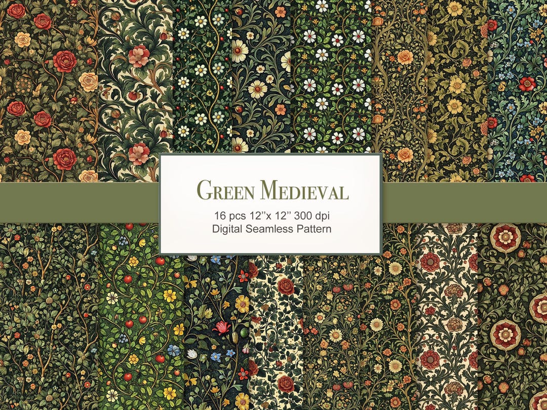 Medieval Floral Seamless Pattern. Digital Craft Paper. Commercial Use ...