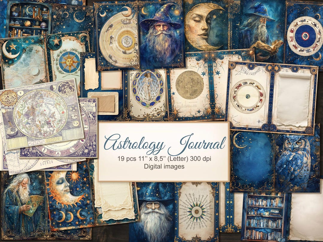 Astrology Magic Pages for Junk Journal. Astrological Wizard Magical ...