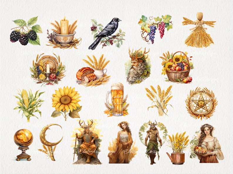 Lughnasadh Lammas Wicca Wiccan Celtic Neopagan Watercolor Clipart PNG ...