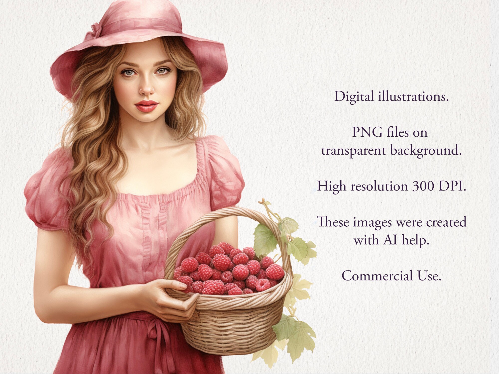 Raspberry Berry Farm Summer Watercolor Clipart PNG Bundle. AI Illustration. Instant Download for ...