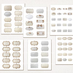 40 PNG Empty Wavy Labels Notes. Vintage Victorian Beige White Frames ...