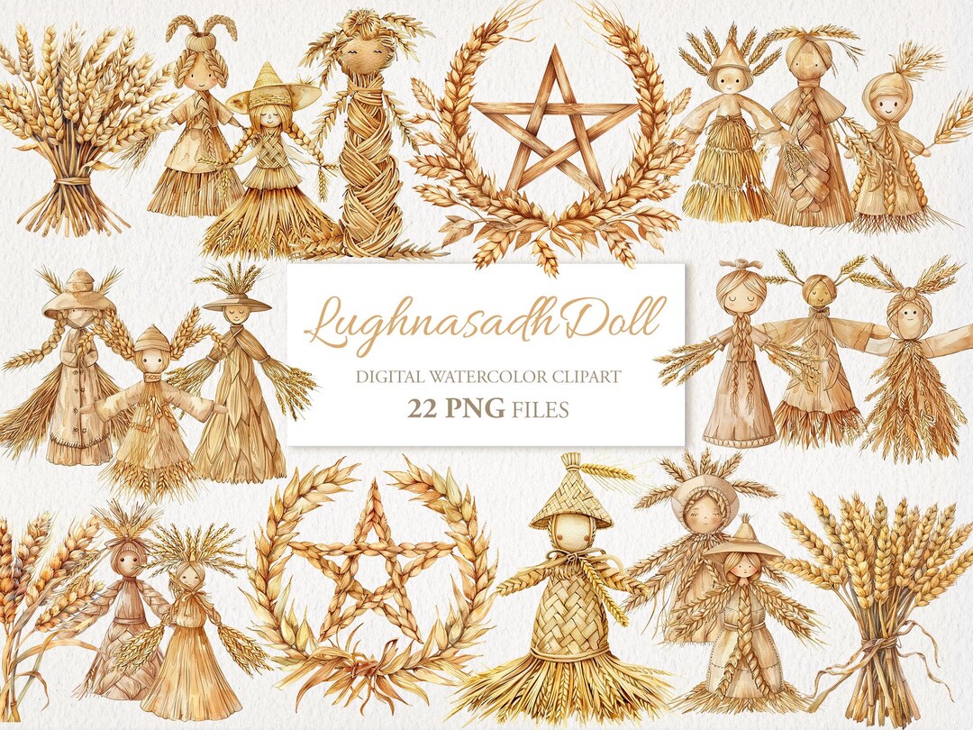 Lughnasadh Dolls Lammas Doll Wicca Wiccan Neopagan Watercolor Clipart ...