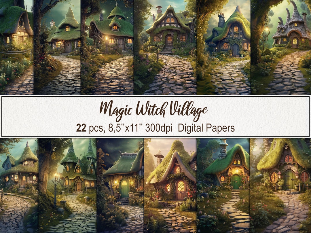 Magic Fantasy Witch Village House. Enchanted Forestdigital Printable ...