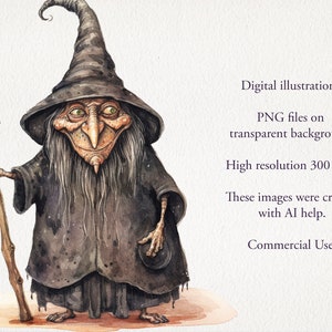 Creepy Halloween Witch Watercolor Clipart. Spooky Witchy PNG Bundle ...