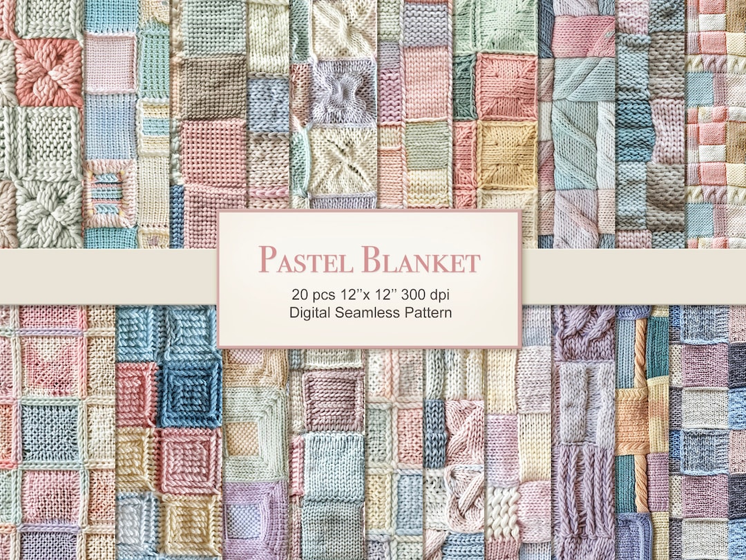 Pastel Baby Blanket Knitted Seamless Pattern. Cozy Patchwork Texture ...
