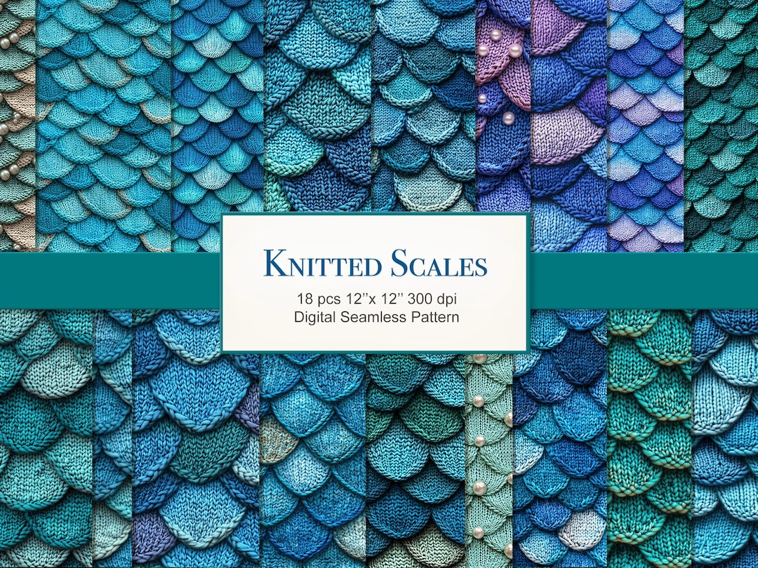 Knitted Mermaid Fish Scales Seamless Pattern. Commercial Use. Crafting ...