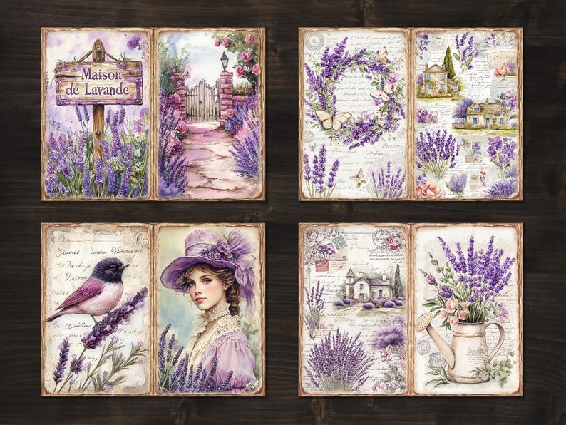 Lavender Cottage Printable Double Pages. French Provence Shabby Chic ...