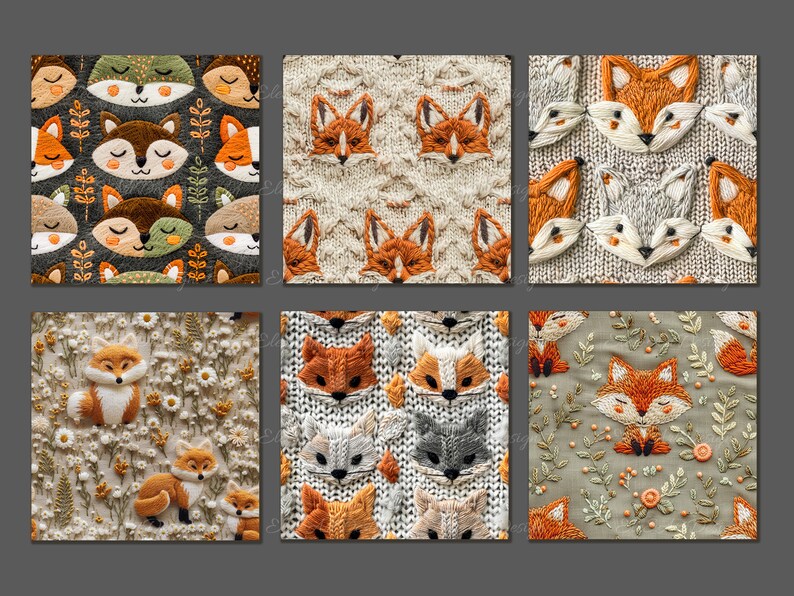 Cozy Fox Seamless Repeat Pattern. 3d Knitted Felted Texture Digital ...