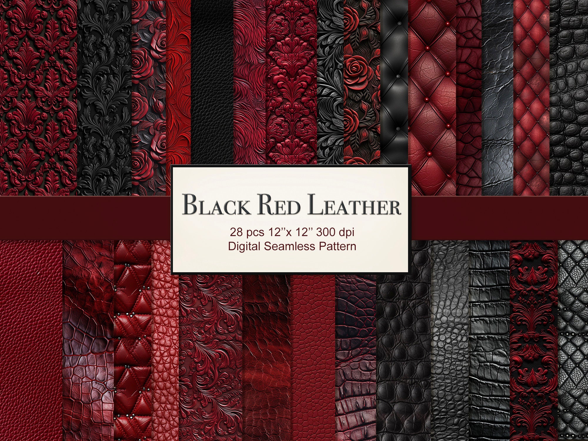 Black Red Gothic Dark Leather Seamless Pattern Embossed Texture Craft ...