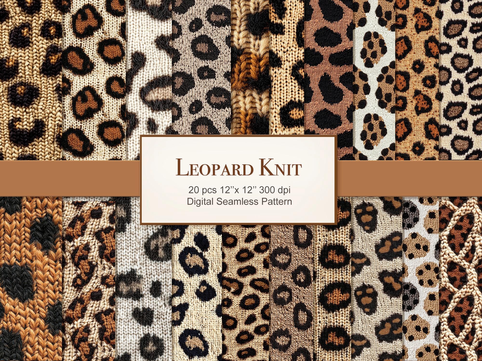 Leopard Knitted Seamless Pattern Texture Digital Craft Paper Pages ...