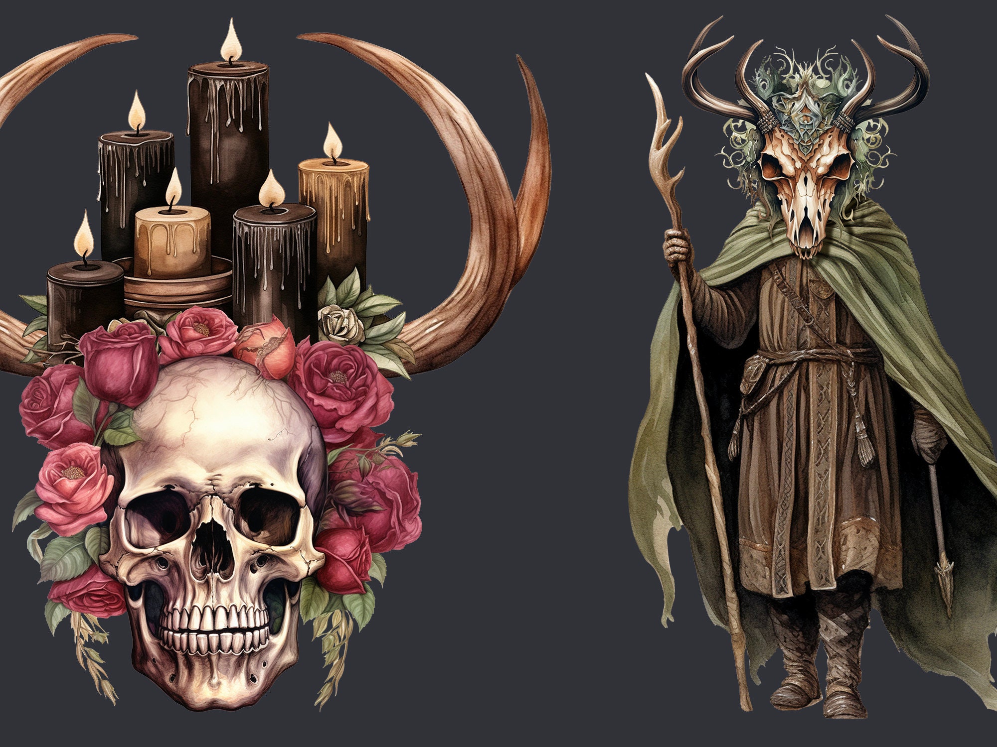 Samhain Wicca Wiccan Celtic Neopagan Watercolor Clipart PNG Bundle ...