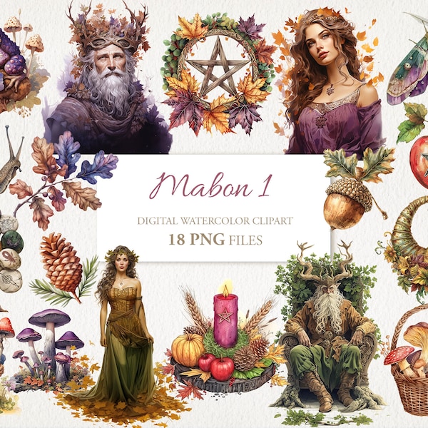 Samhain Wicca Wiccan Celtic Neopagan Watercolor Clipart PNG Bundle ...