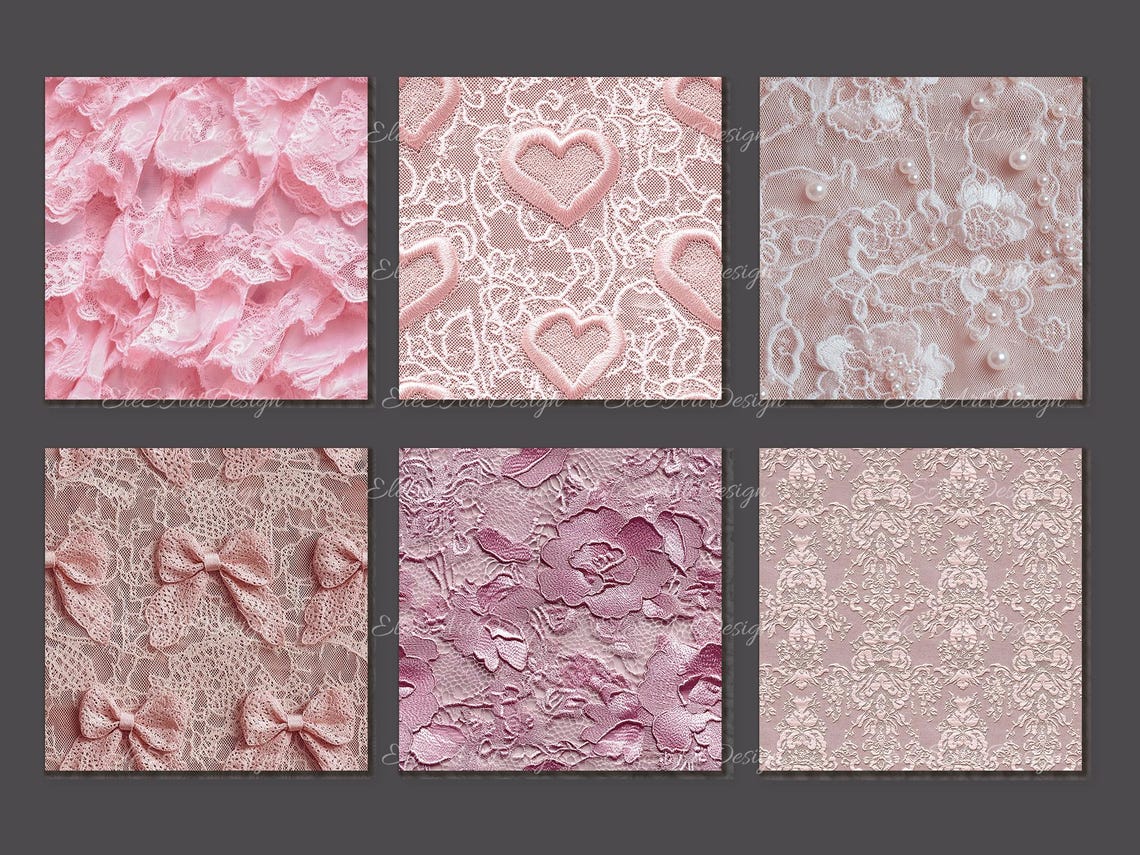 Blush Pink Girly Lace Seamless Pattern. Ruffles, Hearts. Digital Paper ...