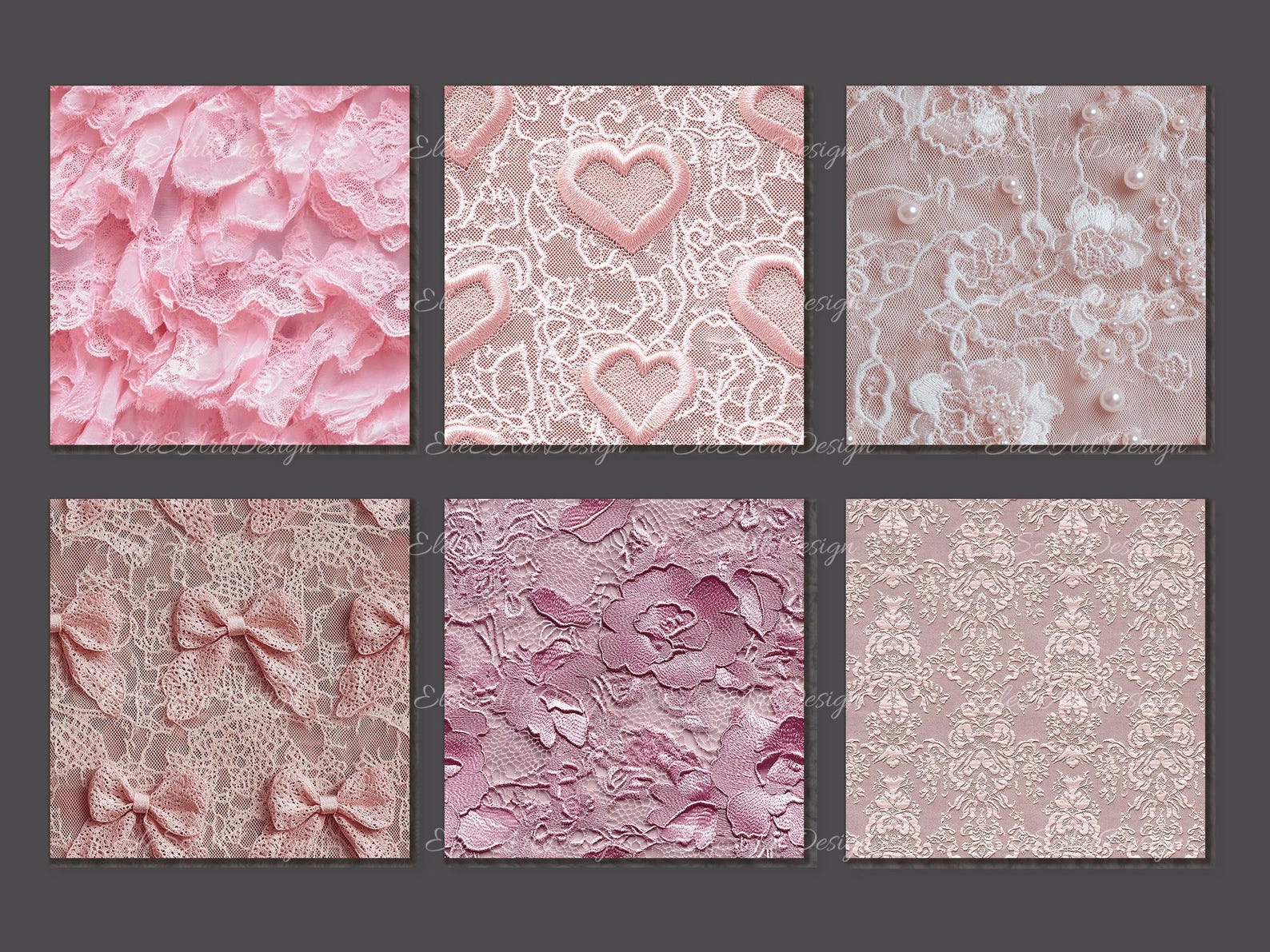 Blush Pink Girly Lace Seamless Pattern. Ruffles, Hearts. Digital Paper ...