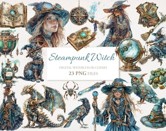 Earth Witch. Watercolor 22 Clipart PNG Bundle. AI Illustration. Instant Download for Commercial ...