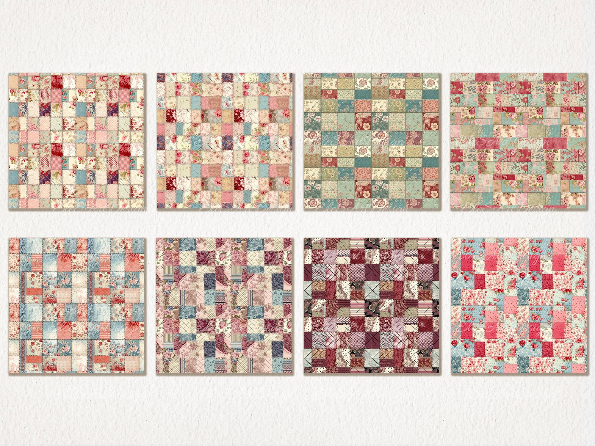 Patchwork Seamless Pattern Paper Pages. Commercial Use. Crafting, Scrapbook, Junk Journal. 21 ...