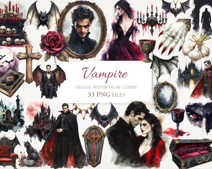 20 Vampires Clipart Pack INSTANT DOWNLOAD 20 Mysterious Vampire ...