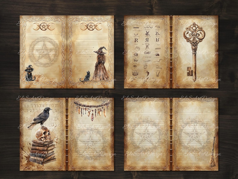 Grimoire Junk Journal Pages. Magic Wiccan Witchcraft Blank Printable ...