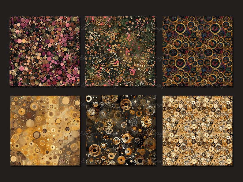 Art Nouveau Seamless Pattern. Dark Brown Gold Digital Craft Paper ...