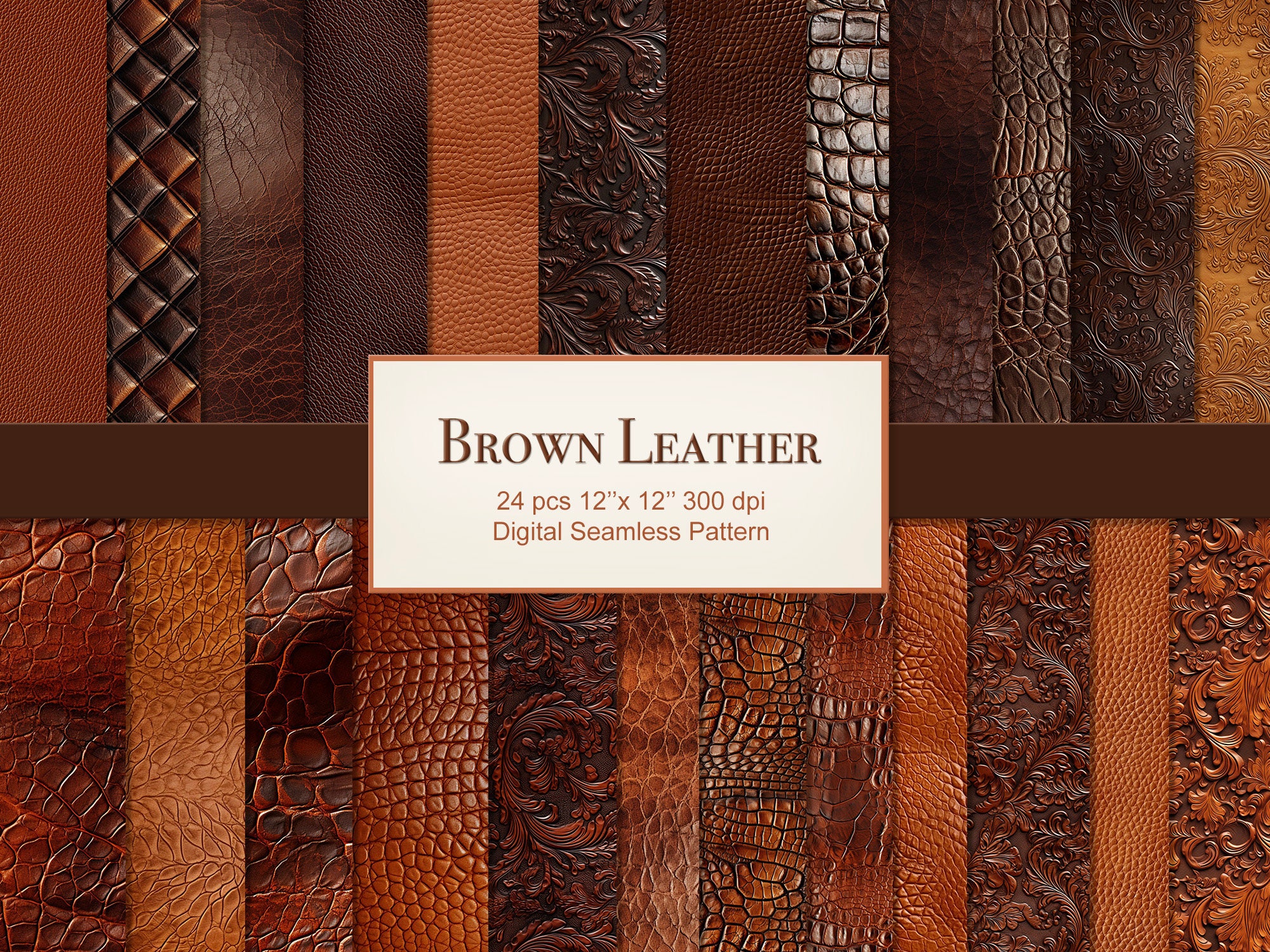 Brown Leather Seamless Pattern Texture Craft Paper Pages. Floral ...