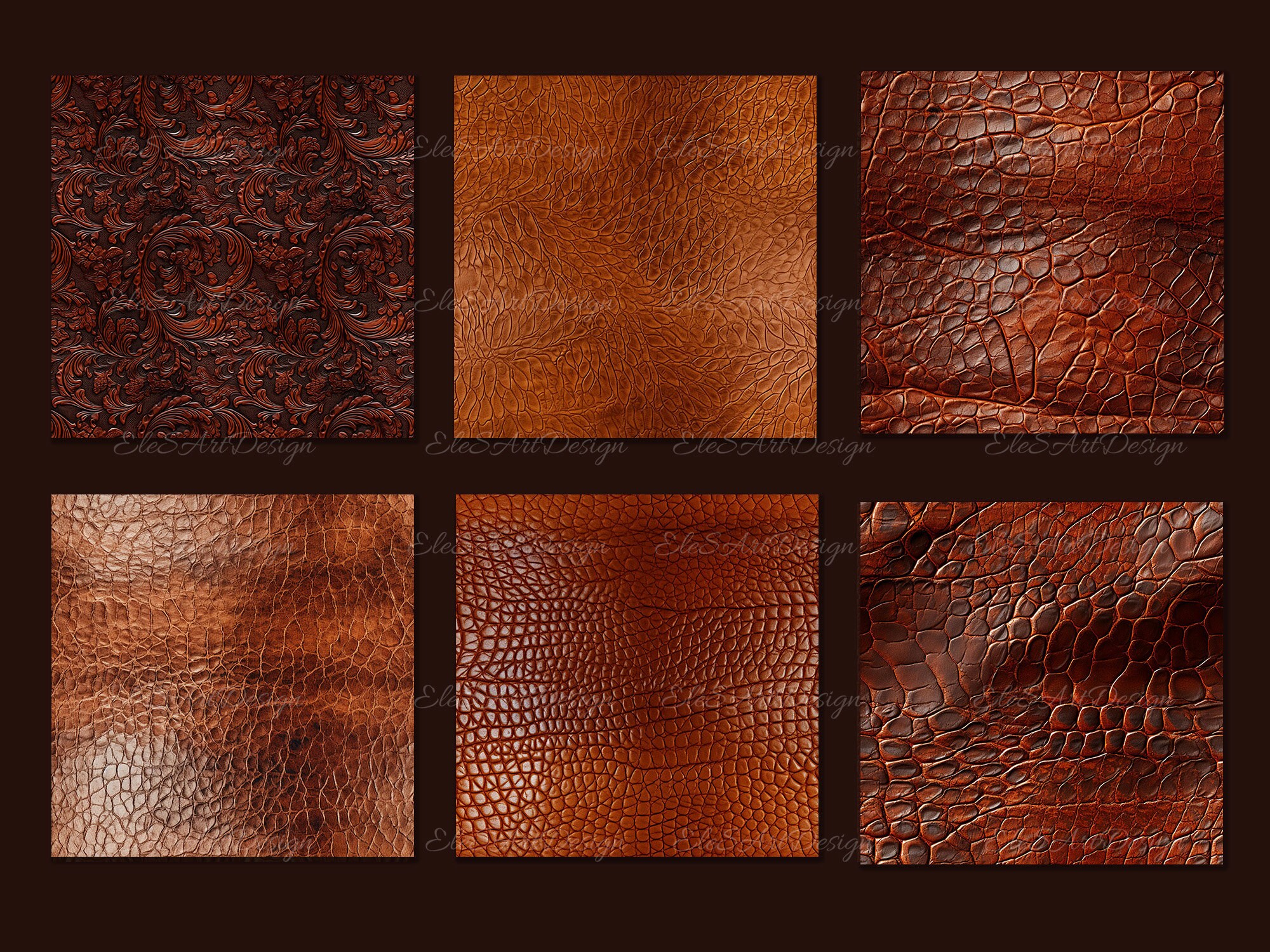 Brown Leather Seamless Pattern Texture Craft Paper Pages. Floral ...