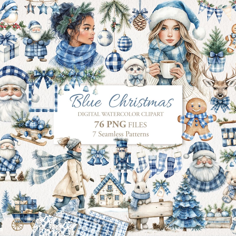 Blue Plaid Fabric - Etsy