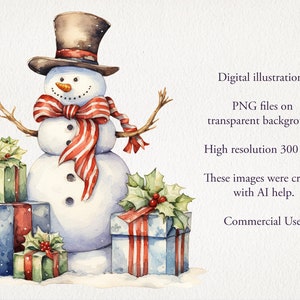 Snowman Set 1 Christmas Winter Watercolor Clipart PNG Bundle. AI ...