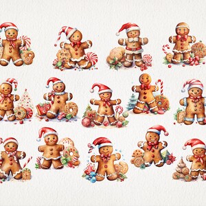Gingerbread Man Christmas Winter Watercolor Clipart PNG Bundle. AI ...