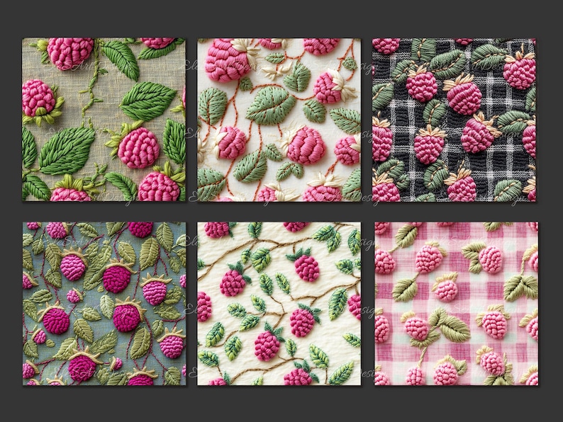 Cozy Raspberry Berries Seamless Pattern. Knitted Felted Embroidered ...