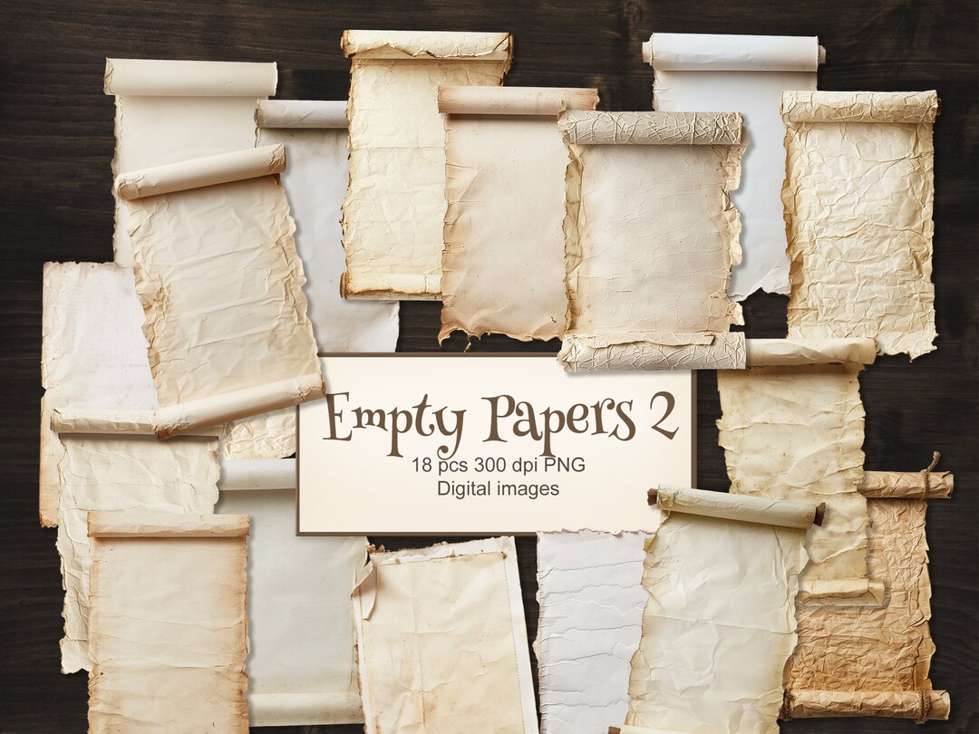 18 PNG Empty Sheets of Paper. Vintage Old Paper Scroll Parchment for ...