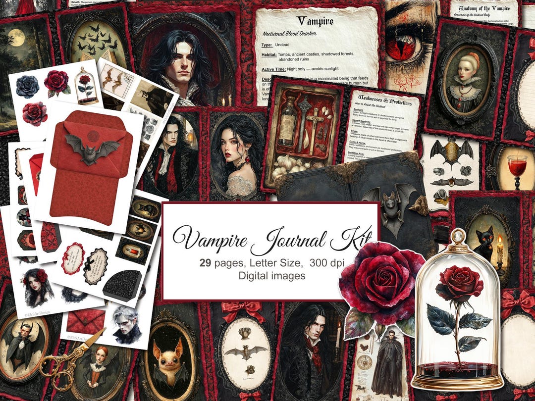 Vampire Grimoire Junk Journal Kit. Gothic Fussy Cuts, Ephemera, Pages ...