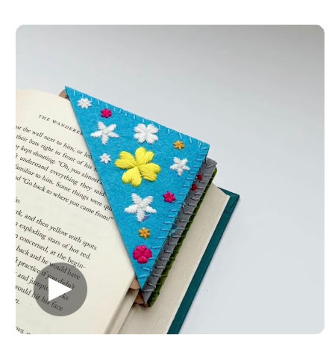 Corner Bookmark Embroidered Felt Flower With Gift Envelope Stitched ...