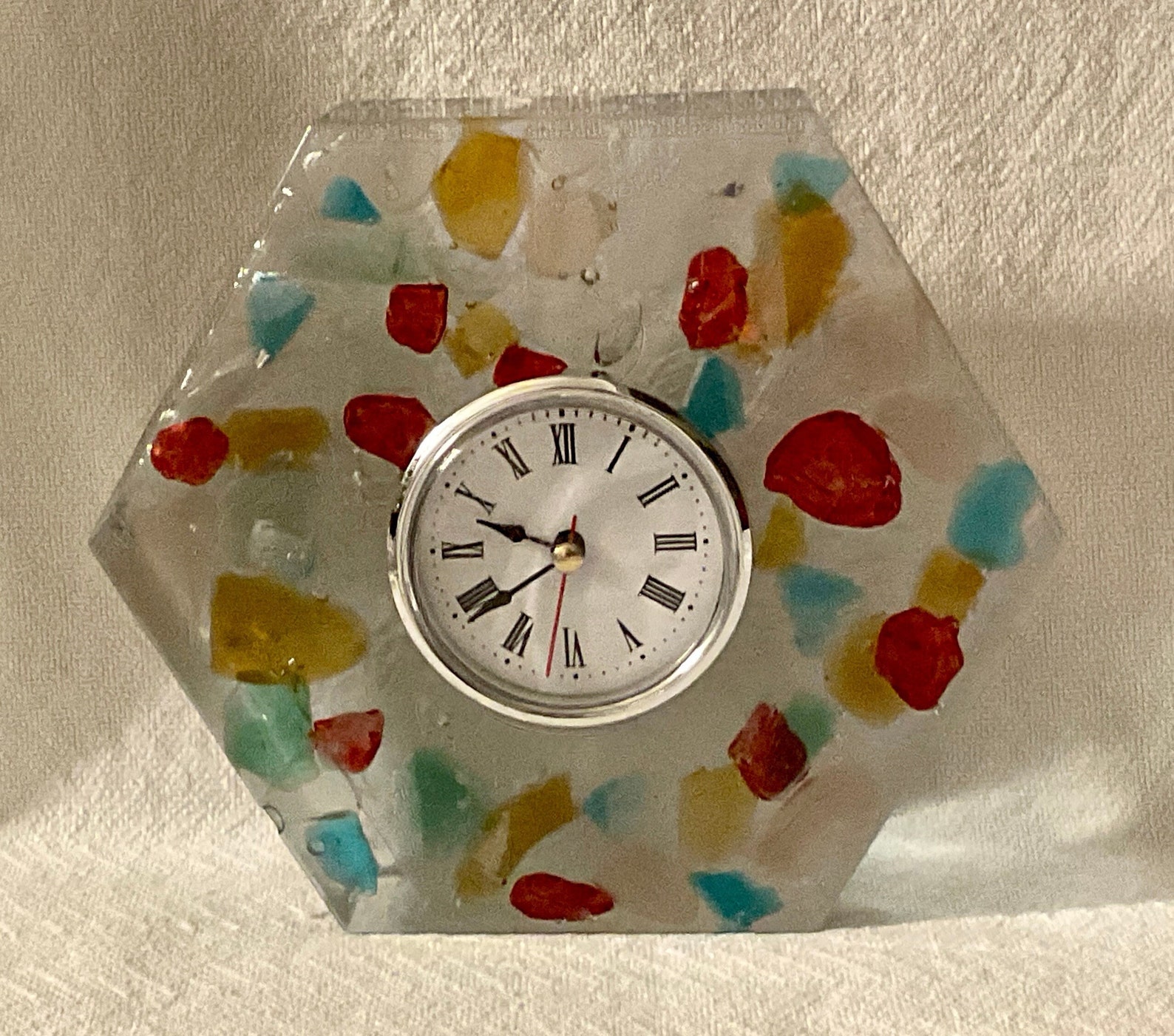 Sea Glass Clock, Nautical Clock, Aquatic Clock, Octagon Resin and Sea ...
