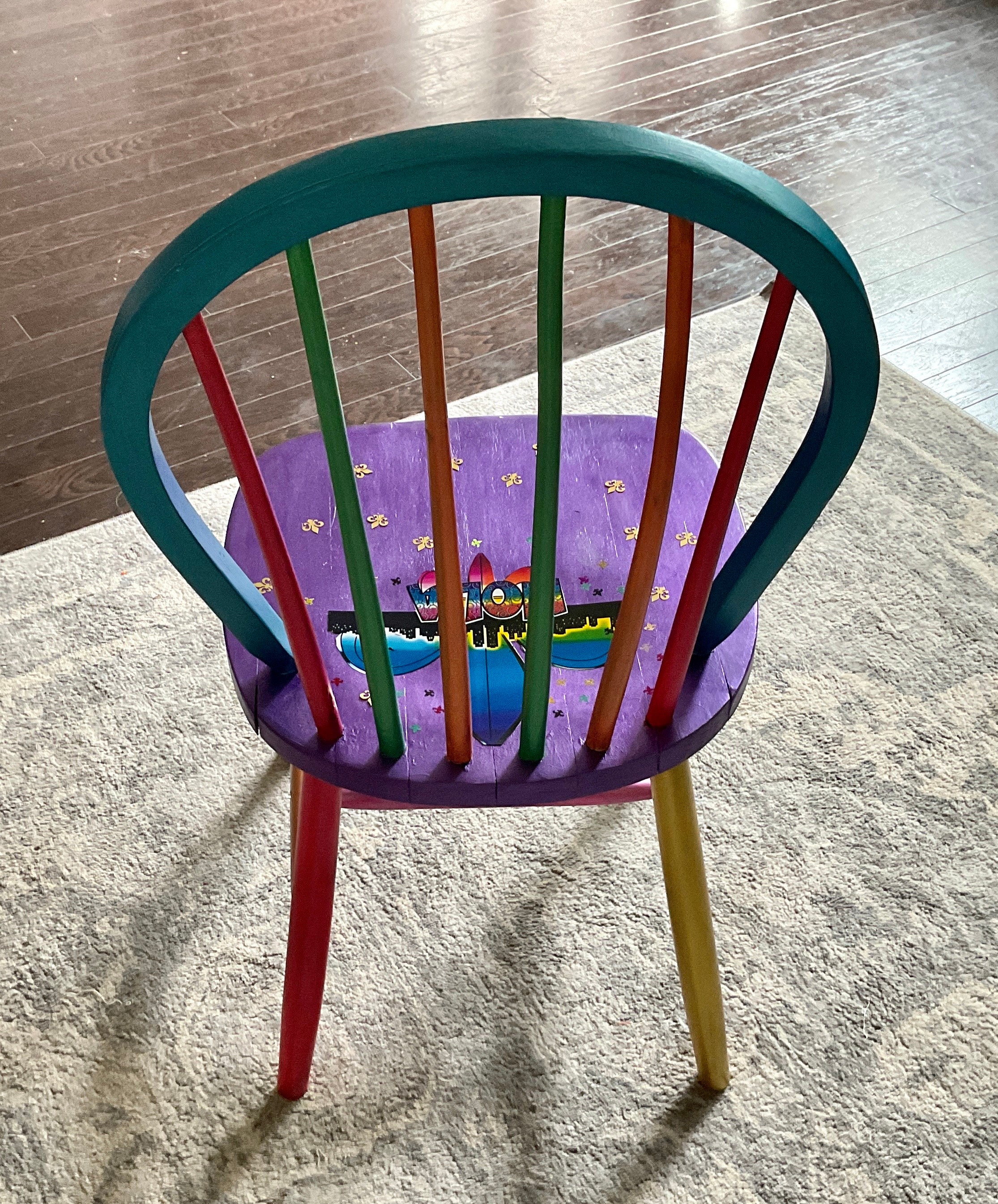 New Orleans Mardi Gras Chair, Whimsical Mardi Gras Chair, Hand Painted ...