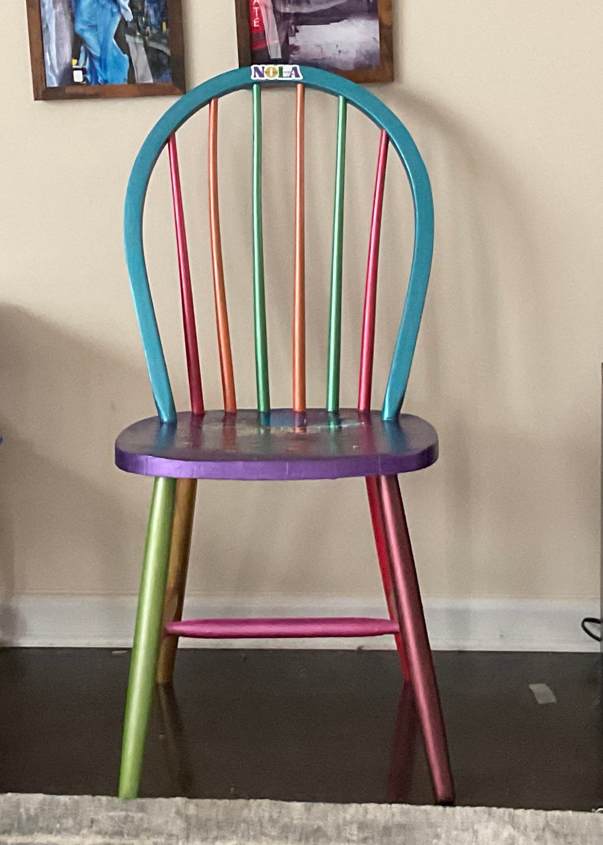 New Orleans Mardi Gras Chair, Whimsical Mardi Gras Chair, Hand Painted ...