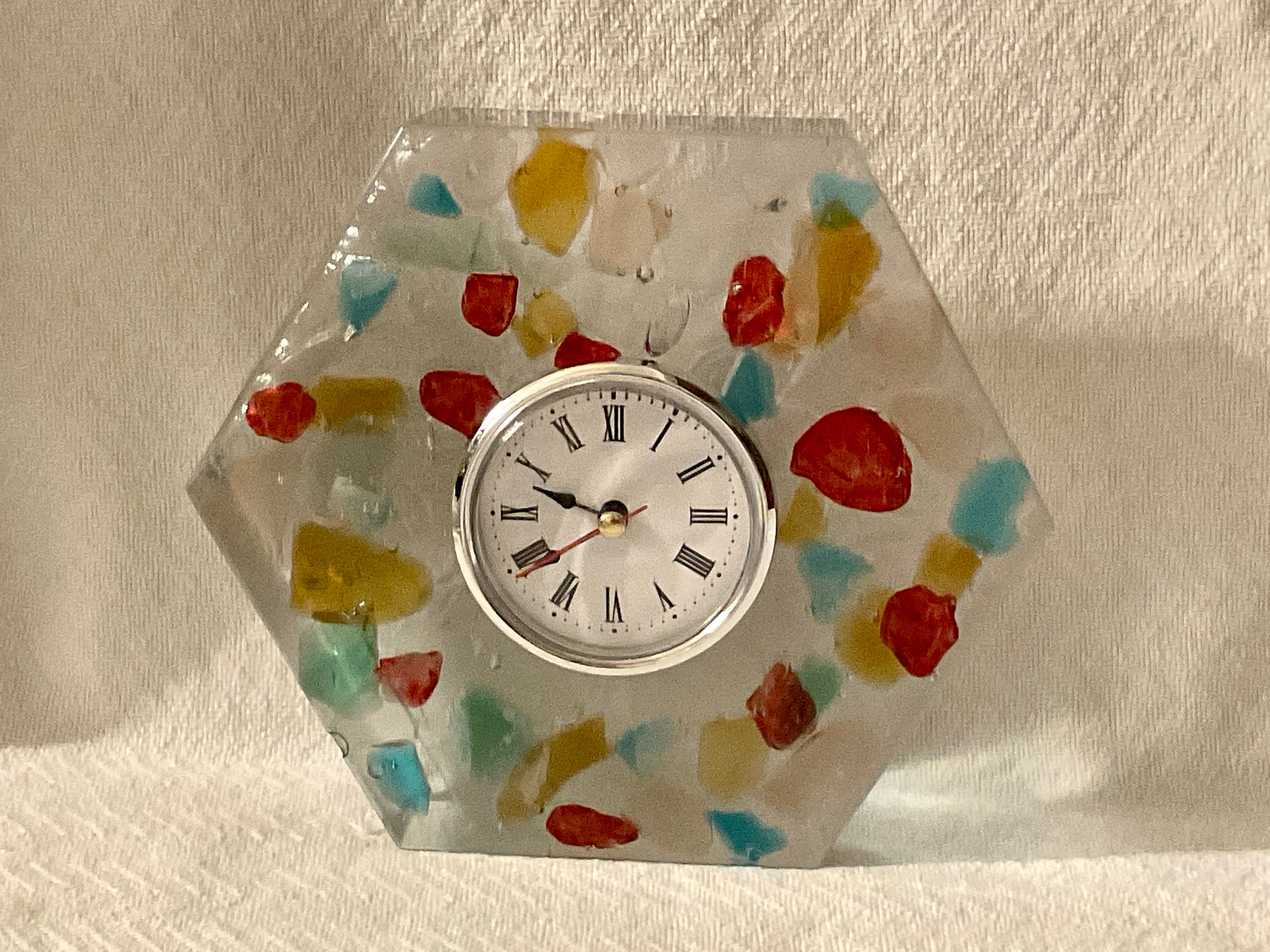 Sea Glass Clock, Nautical Clock, Aquatic Clock, Octagon Resin and Sea ...