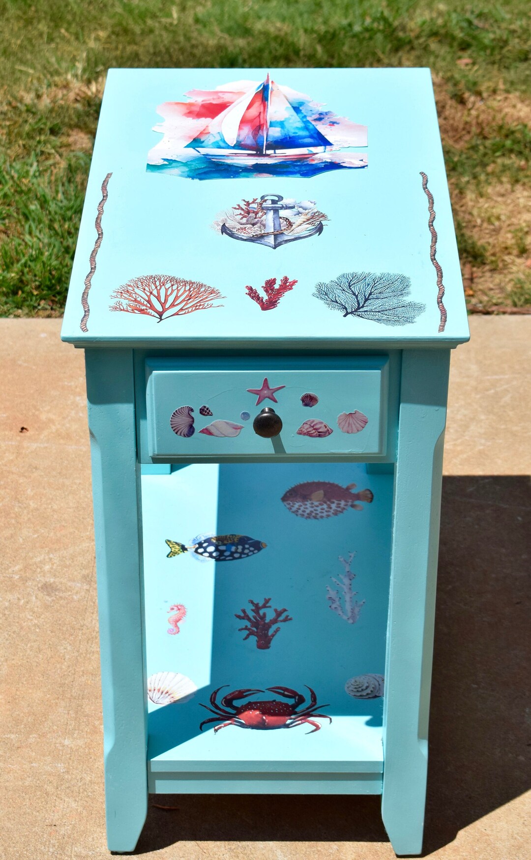 Nautical, Aquatic, Side Table, Ocean, Beautiful Sea Design, Furniture ...