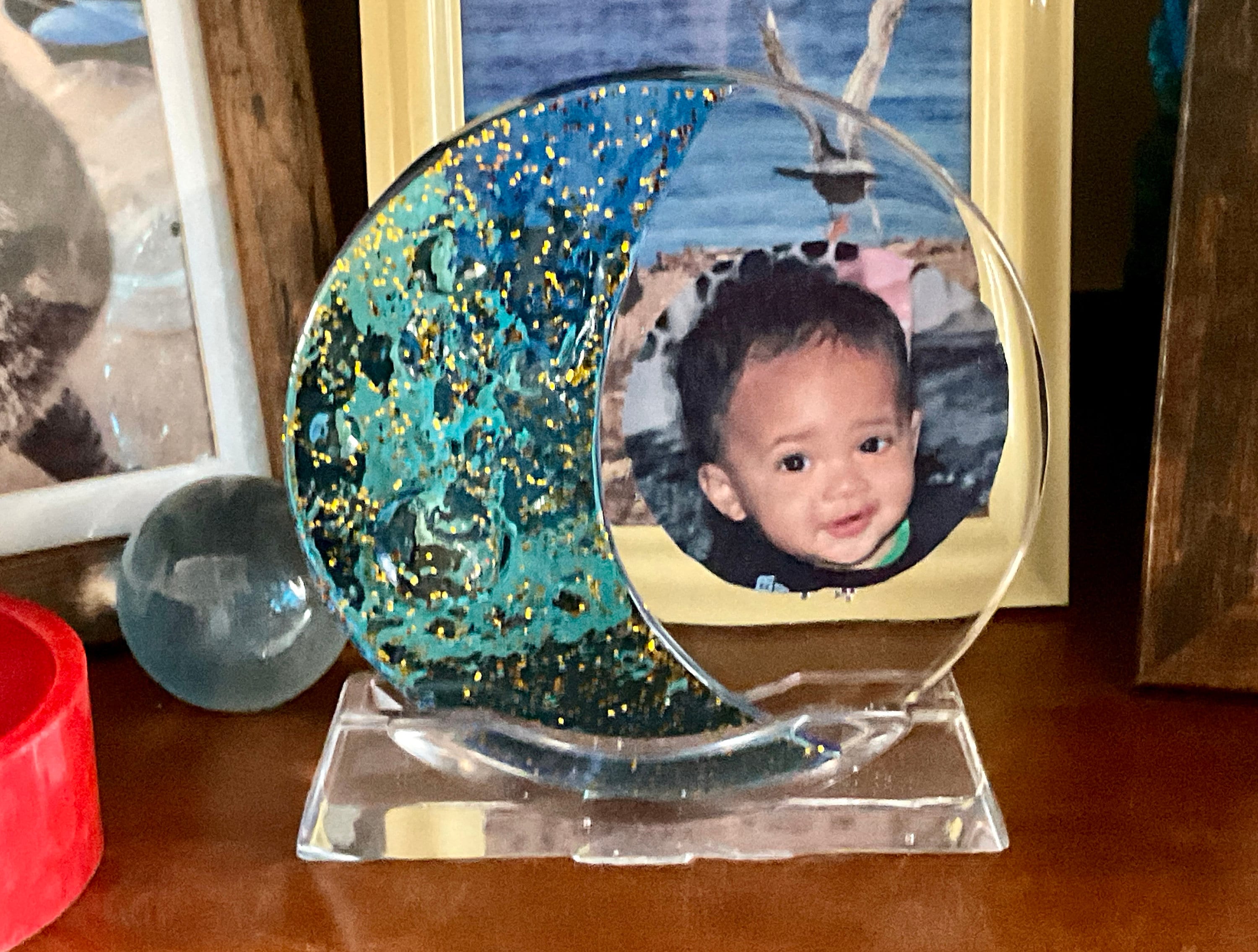 Waning Crescent Moon Photo Frame, Moon Picture Frame, Personalized Moon ...